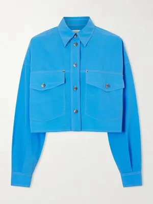 Versace Medusa-embellished Cropped Cotton Poplin Shirt