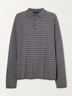 NILI LOTAN Foley Stripe Cotton Polo Shirt