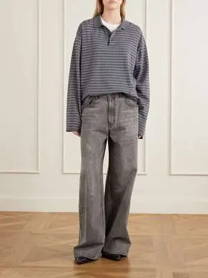 NILI LOTAN Foley Stripe Cotton Polo Shirt