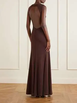 Rebecca Vallance Hazine Open-back Ruched Embellished Gown