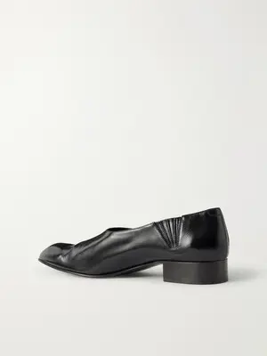 Khaite Colt Glazed Leather Slip-on Loafers - Black