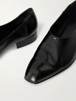 Khaite Colt Glazed Leather Slip-on Loafers - Black