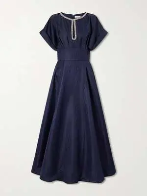Rebecca Vallance Embellished Moire Gown - Navy