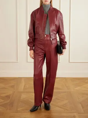 ARMA Hannan Leather Bomber Jacket - Red