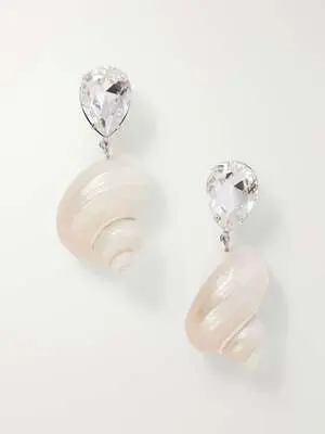 JENNIFER BEHR Lucius Crystal-embellished Shell Earrings - Ivory