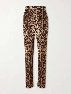 Dolce & Gabbana Leopard-print High-rise Cotton Straight-leg Pants