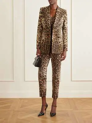 Dolce & Gabbana Leopard-print High-rise Cotton Straight-leg Pants