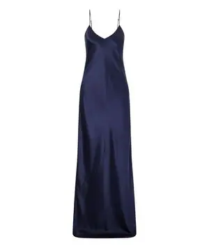NILI LOTAN Silk-satin Cami Gown - Blue