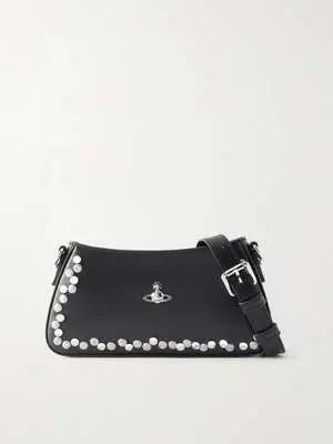 VIVIENNE WESTWOOD Tasha Logo-embellished Studded Leather Shoulder Bag - Black