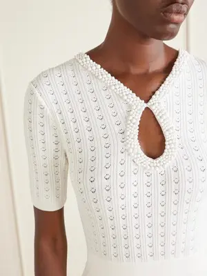 Rebecca Vallance Embellished Crochet-knit Midi Dress
