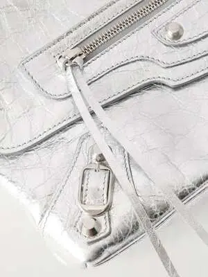 Balenciaga Le City Crinkled Leather Clutch