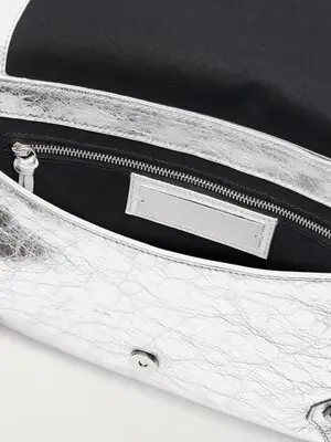 Balenciaga Le City Crinkled-leather Clutch - Silver