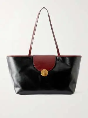 Versace Vivienne Medusa-embellished Leather-trimmed Coated Canvas Tote - Black