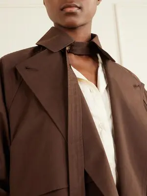 Ossou Delta Cotton-twill Trench Coat - Brown