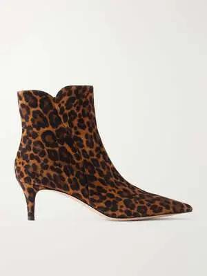 GIANVITO ROSSI Levy 55 Leopard-print Suede Ankle Boots - Leopard Print