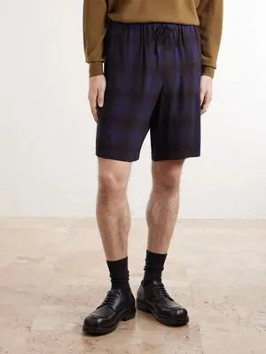 Dries Van Noten Wide-leg Checked Twill Shorts