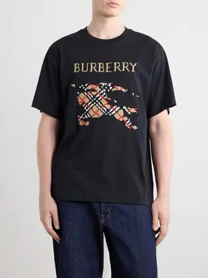 Burberry Logo-embroidered Cotton-jersey T-shirt