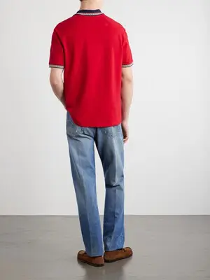 Versace Logo-embroidered Cotton-piqué Polo Shirt