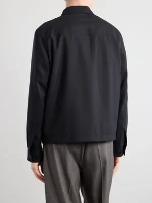 Burberry Logo Embroidered Wool Zip-up Blouson Jacket