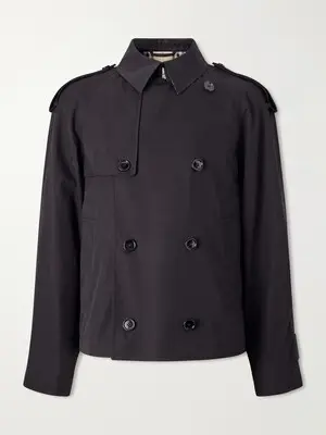 Burberry Cropped Cotton-gabardine Trench Coat - Black