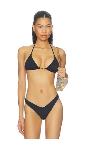 Versace Swim Top Lycra Vita Recycled Modulo Farfalla - Black