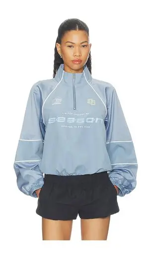 OFF SEASON Collared Quarter-zip Bodysuit - Blue