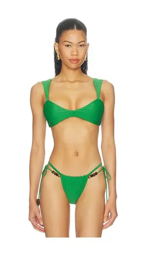 NICHOLAS Bridget Balconette Top In Green - Leaf