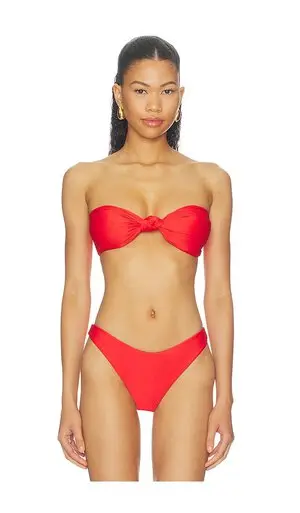 NICHOLAS Naia Knot Bikini Top In Red - Fire
