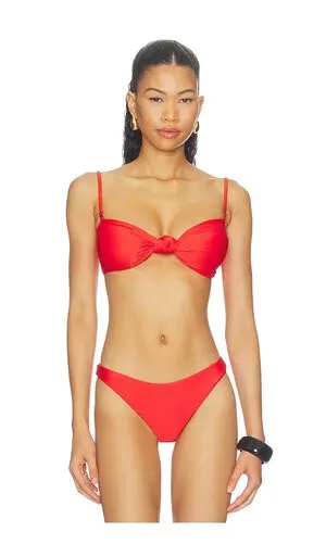 NICHOLAS Naia Knot Bikini Top In Red