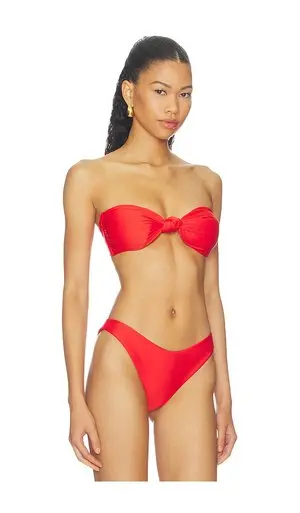NICHOLAS Naia Knot Bikini Top In Red