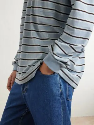 Bottega Veneta Striped Cotton-piqué Polo Shirt - Blue