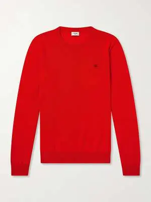 Celine Triomphe-embroidered Wool Sweater - Red