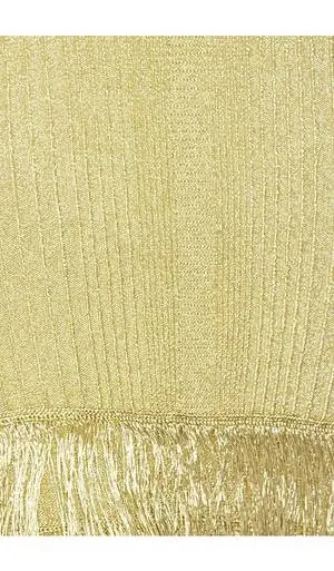 AMUR Metallic Knit Midi Dress With Tiered Fringe Hem