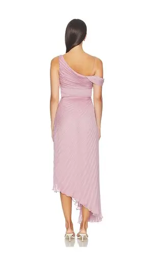 AMUR Joelle Pleated Draped Gown In Pink