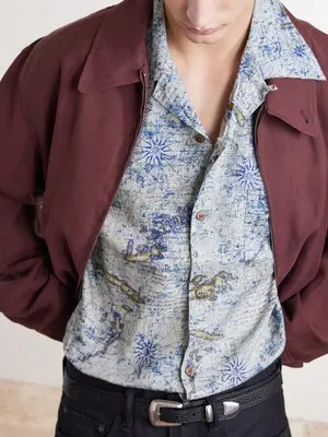 Kapital Key West Camp-collar Printed Linen Shirt