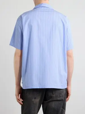 NEIGHBORHOOD Camp-collar Logo-embroidered Striped Cotton Shirt