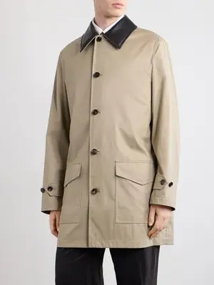 Burberry Leather-trimmed Cotton Gabardine Trench Coat