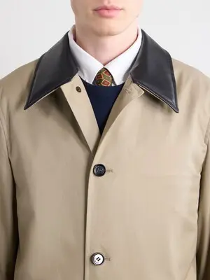Burberry Leather-trimmed Cotton Gabardine Trench Coat