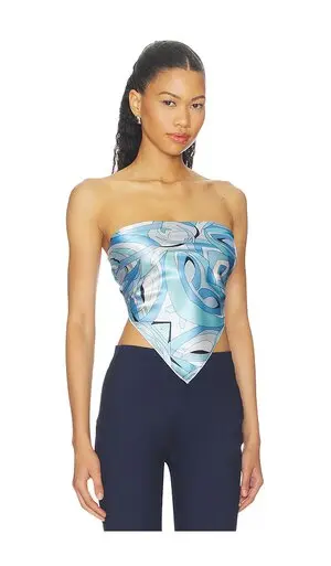 Superdown Klara Scarf Top In Blue