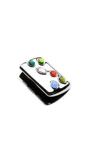 Edie Parker Gemstoned Card Case In Metallic - Silver