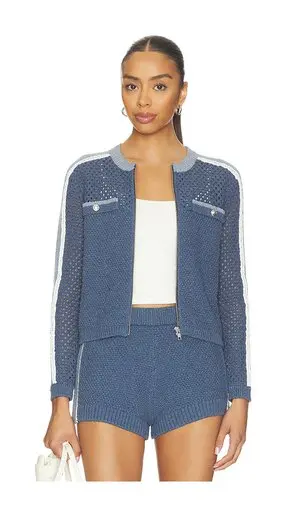 Central Park West Raya Mixed Stitch Zip Cardigen