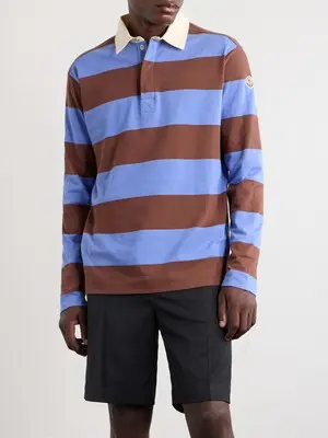 Moncler Logo-appliquéd Striped Cotton-jersey Polo Shirt