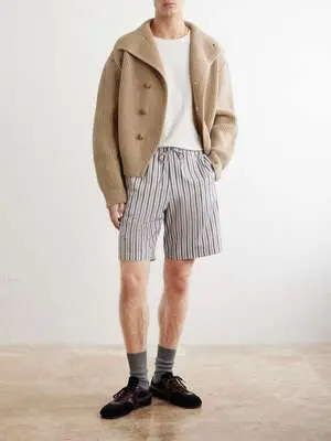 Dries Van Noten Piperi Straight-leg Striped Cotton Shorts