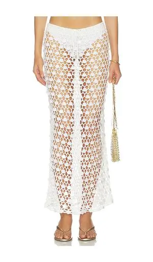Superdown Dinah Crochet Maxi Skirt - White