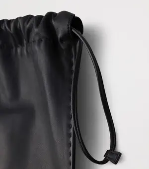 Prada Leather Drawstring Pouch - Black