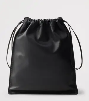 Prada Leather Drawstring Pouch - Black