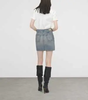 Alexander McQueen Denim Fold-over Mini Skirt With Embroidered Detailing