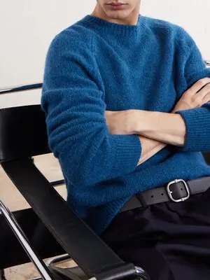 Dries Van Noten Brushed Alpaca-blend Sweater - Blue