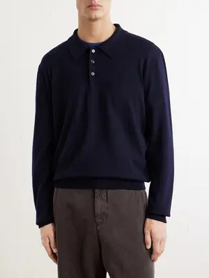 A.p.c. Riou Virgin Wool Polo Shirt - Blue