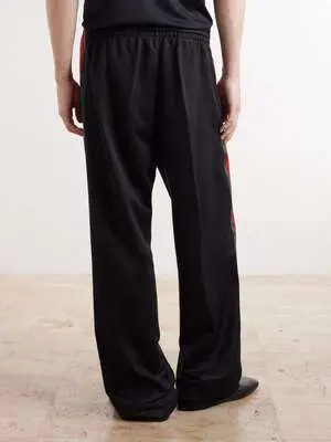 Gucci Webbing-trimmed Silk And Cotton-blend Trousers